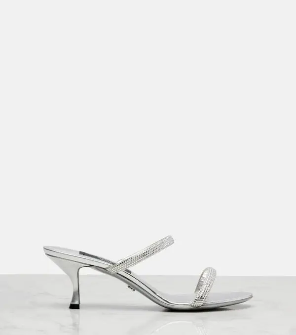 Dolce & Gabbana Crystal-embellished Satin Mules