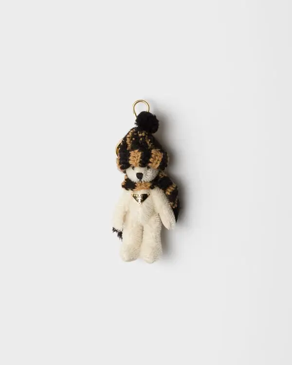 Prada Teddy Keychain Charm - Camel/black