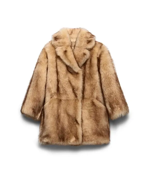 Prada Shearling Caban Jacket - Neutral
