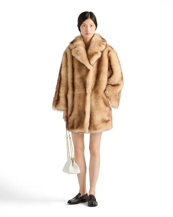 Prada Shearling Caban Jacket - Neutral