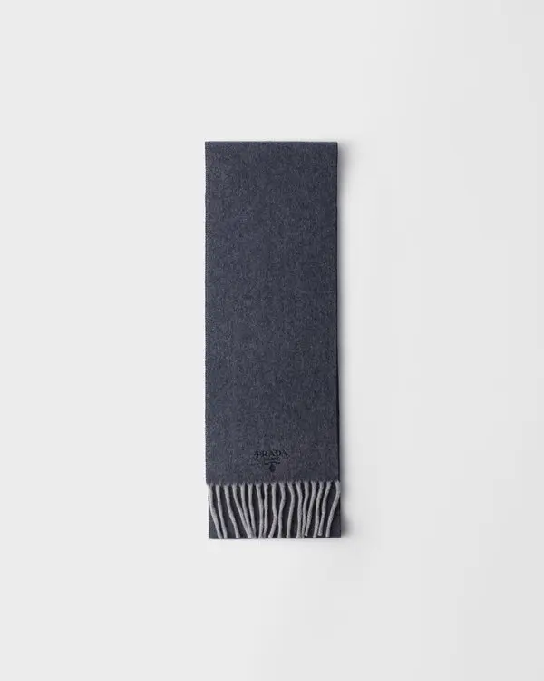 Prada Cashmere And Wool Scarf - Blue/baltic Blue