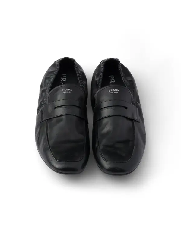 Prada Shuffle Antiqued Leather Loafers - Black