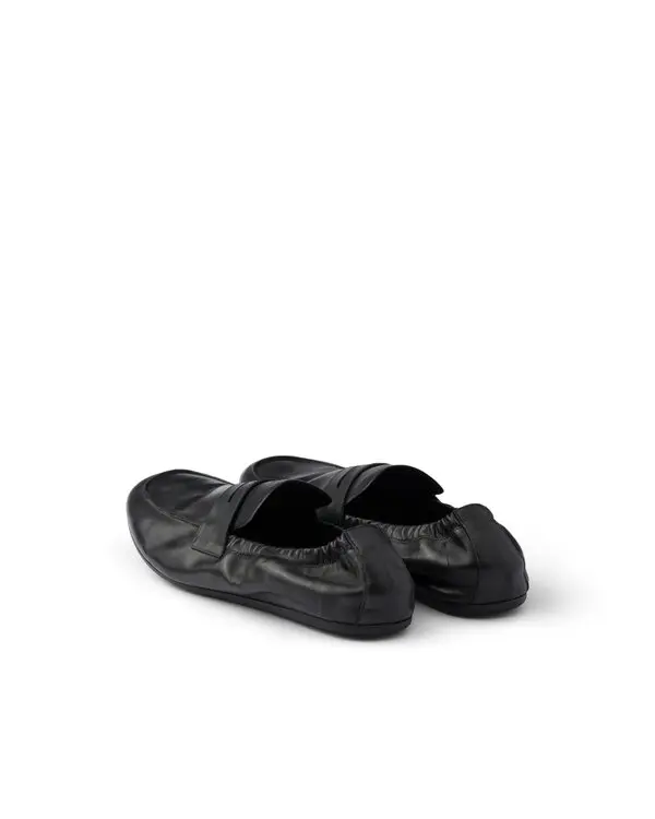 Prada Shuffle Antiqued Leather Loafers - Black