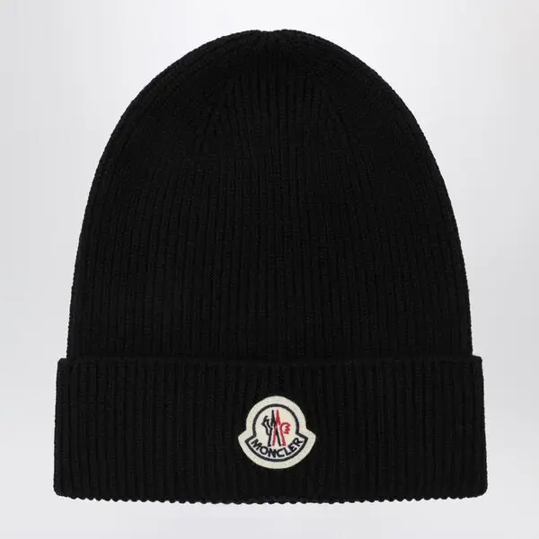 Moncler Logo Patch Beanie - Black