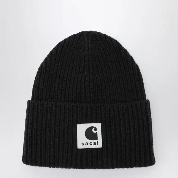 Sacai Beanie With Logo Patch - Black