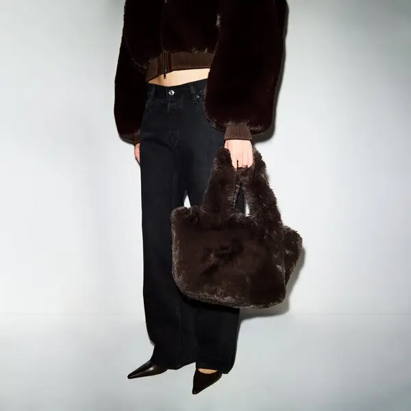 SKIMS Faux Fur Mini Tote - Espresso
