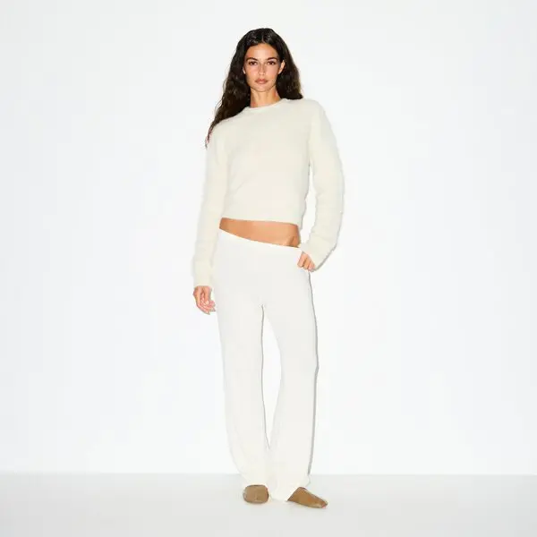 SKIMS Brushed Alpaca Crewneck Sweater - Egret