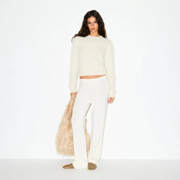SKIMS Brushed Alpaca Crewneck Sweater - Egret