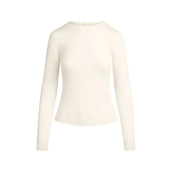 SKIMS Featherweight Cashmere Long Sleeve Top - Egret