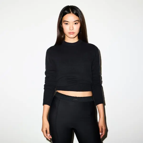 SKIMS Wool Cashmere Crewneck Sweater - Onyx