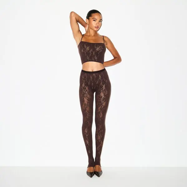 SKIMS Knit Lace Stirrup Legging - Espresso