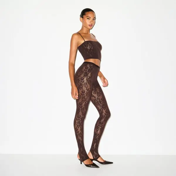 SKIMS Knit Lace Stirrup Legging - Espresso