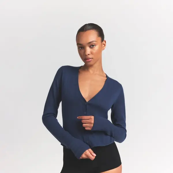SKIMS Featherweight Cashmere Cardigan - Indigo