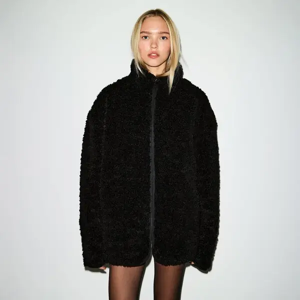 SKIMS Faux Fur Oversized Jacket - Onyx