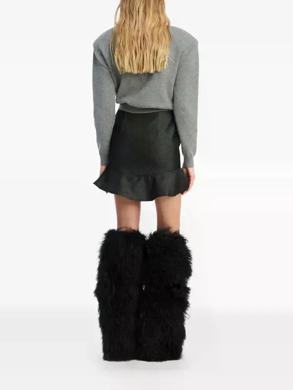 ROTATE BY BIRGER CHRISTENSEN Ruffle-hem Mini Skirt - Black