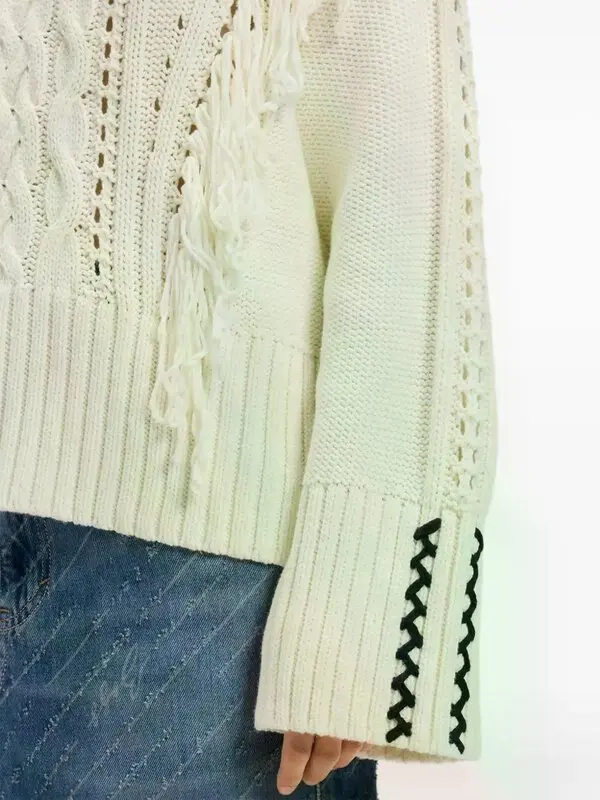 BOSS Cable-knit Fringe Sweater