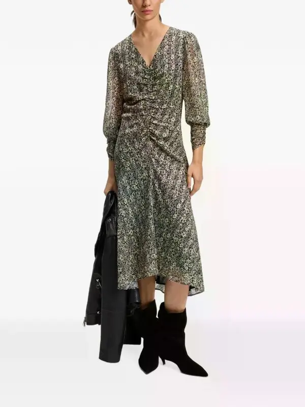 BOSS Printed Floral Midi Dress - Grey