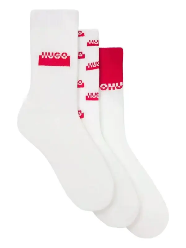 BOSS Logo Socks Set Of Three - White