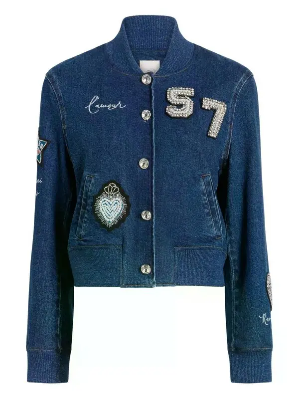 Cinq À Sept Dominique Embellished Denim Jacket - Blue