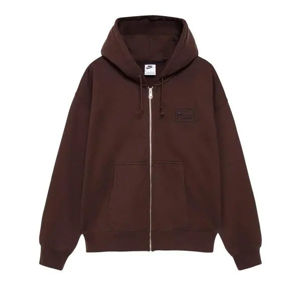 StüSsy X Nike Stone Washed Fleece Zip Hoodie - Brown | Editorialist