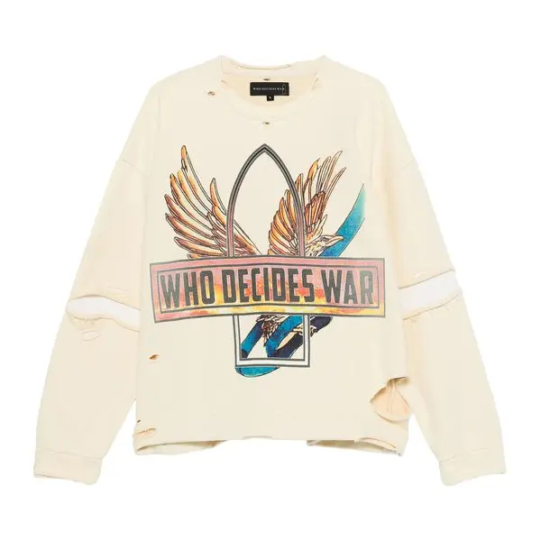 WHO DECIDES WAR BY EV BRAVADO Ribbon Tour Pullover - Cream