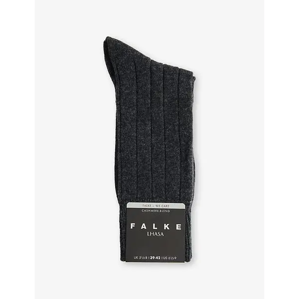 Falke Lhasa Ribbed Wool-blend Knitted Socks - Anthra.mel