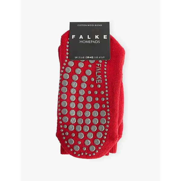 Falke Homepad Non-slip Cotton And Wool-blend Socks - Scarlet