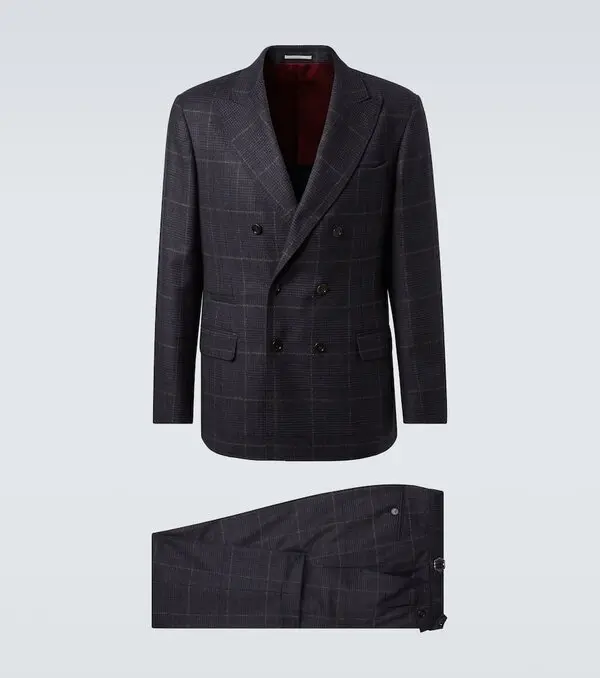 Brunello Cucinelli Checked Cashmere And Wool Suit