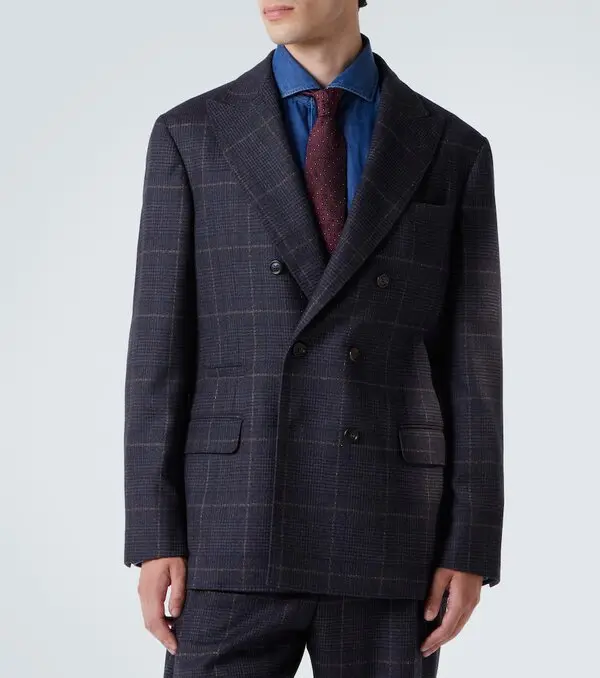 Brunello Cucinelli Checked Cashmere And Wool Suit