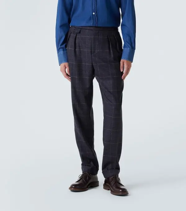 Brunello Cucinelli Checked Cashmere And Wool Suit - Grey