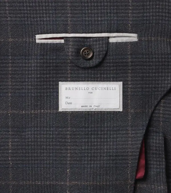 Brunello Cucinelli Checked Cashmere And Wool Suit - Grey