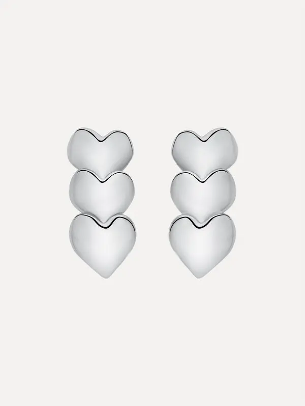 Oscar De La Renta Heart Drop Clip-on Earrings - Silver