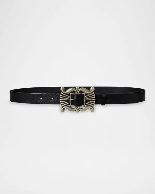 Ralph Lauren Vachetta Leather Belt - Black