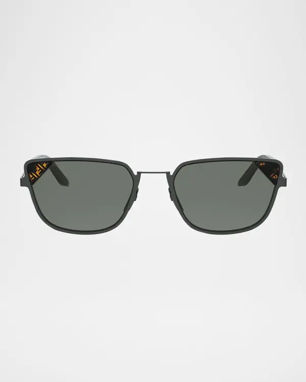 Fendi Signature Square Metal Sunglasses - Shiny Dark