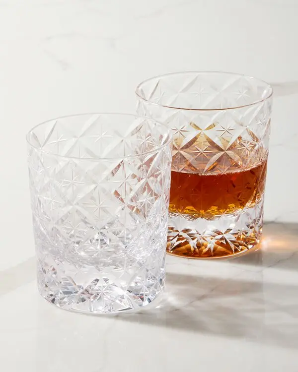 Neiman Marcus 8 Oz. Clear Cut Glass Tumblers, Set Of 2 - One-color
