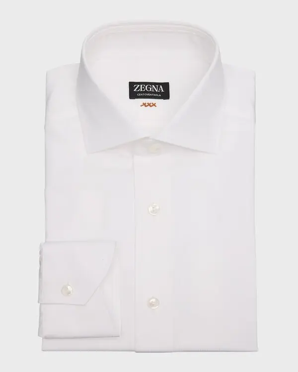 Zegna Centoventimila Cotton Micro-stripe Dress Shirt - Wht Strp