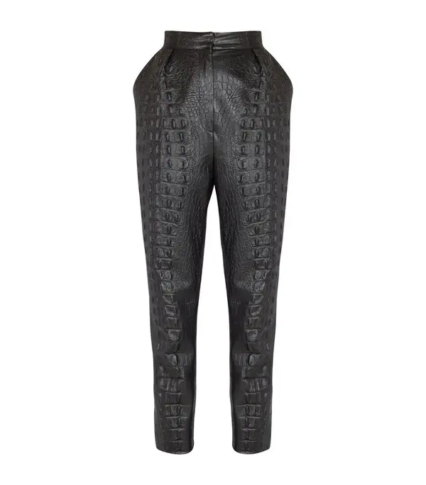 Balmain Croc-embossed Straight-leg Trousers
