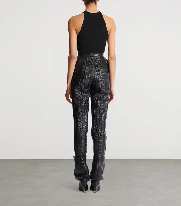 Balmain Croc-embossed Straight-leg Trousers