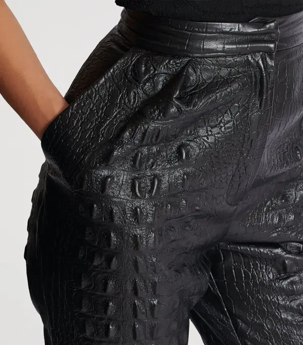 Balmain Croc-embossed Straight-leg Trousers