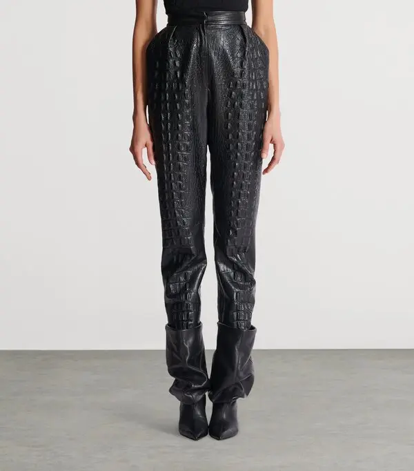 Balmain Croc-embossed Straight-leg Trousers