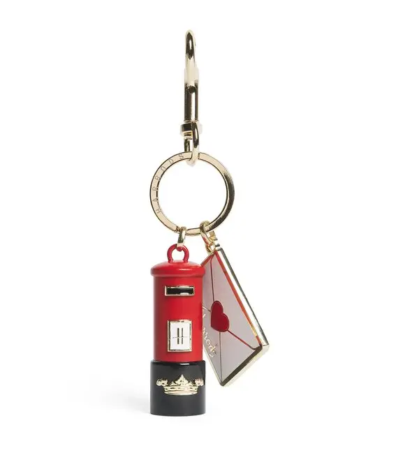Harrods Metal Post Box And Letter Keyring - Black