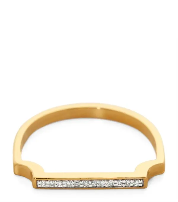 Monica Vinader Vermeil And White Diamond Signature Thin Ring - Gold