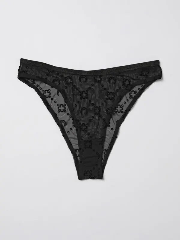 MARINE SERRE Crescent Moon Monogram Sheer Tulle Briefs - Black