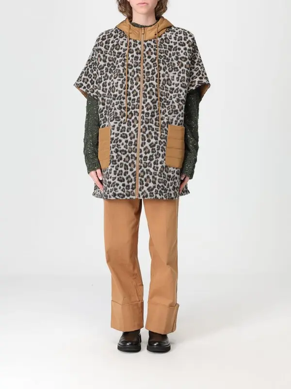 TWINSET Animal Print Cape - Yellow Cream