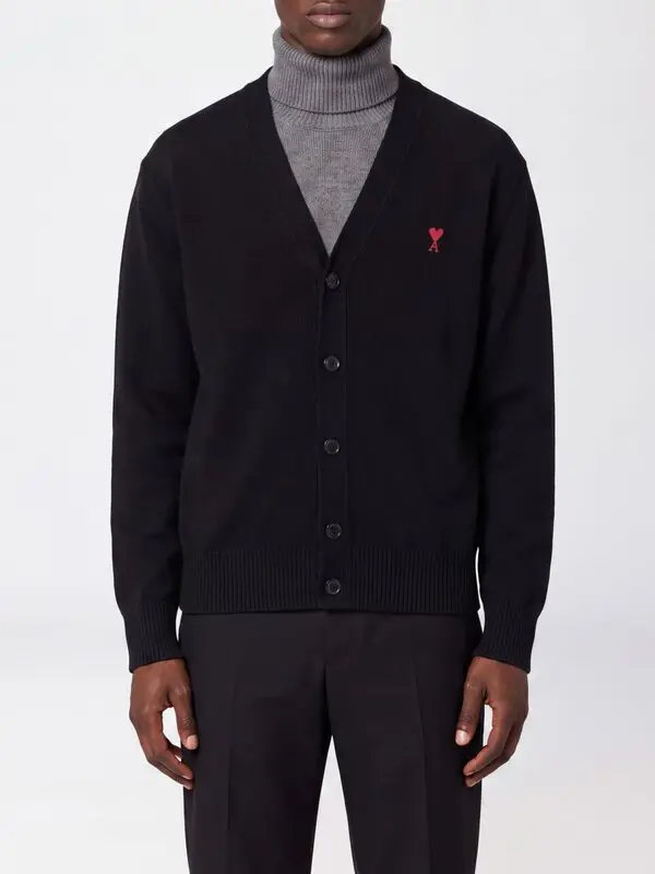 AMI Paris V-neck Cardigan - Black
