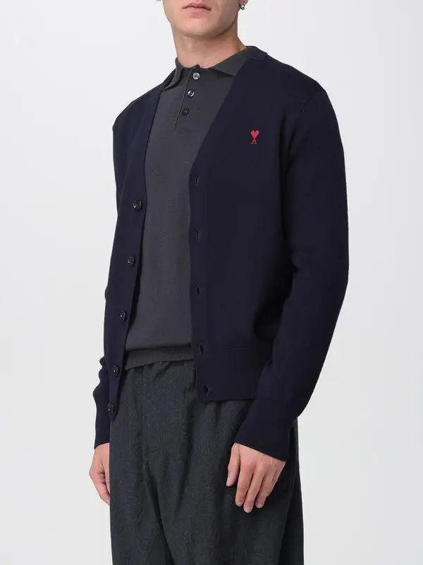 AMI Paris V-neck Cardigan - Navy
