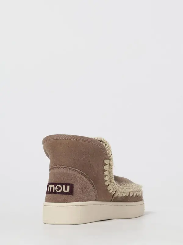 Mou Suede Ankle Boots With Braided Detail - Beige