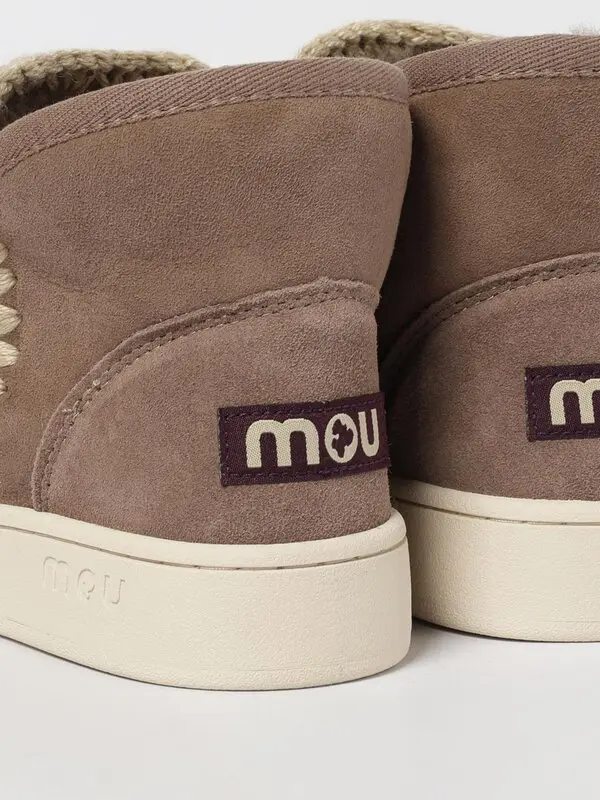 Mou Suede Ankle Boots With Braided Detail - Beige