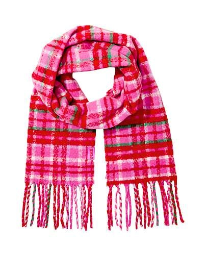 Pink Cozy Brushed Blanket Scarf - Print