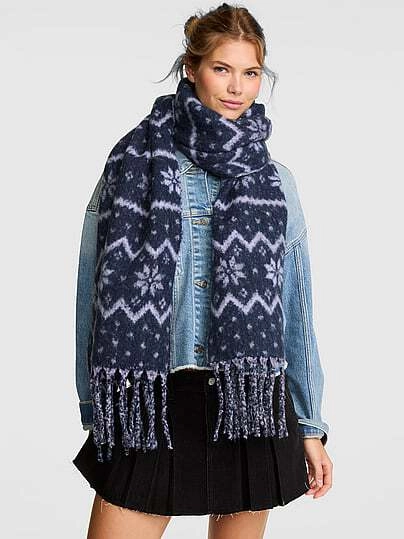 Pink Cozy Brushed Blanket Scarf - Print